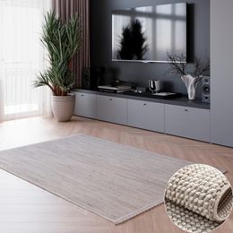 Teppich OTTO HOME "Vals", grau (hellgrau, beige, creme), B:200cm H:7mm L:290cm, Polyester, Teppiche, Teppich, Uni Farben, meliert, Sisal-Optik, auch in rund erh&auml;ltlich, mit Fransen