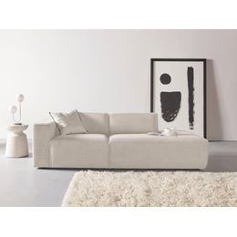 2-Sitzer Home Affaire "Noord mit Kedernaht, Breite 227 cm", beige (cream), B:227cm H:71cm T:96cm, 94% Polyester; 6% Nylon, Sofas, 2-Sitzer, Cord, Struktur, Webstoff, mit Wellenunterfederung, Massivholzrahmen
