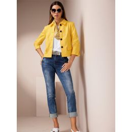 Jackenblazer Heine "Jersey-Blazer", Damen, Gr. 34, gelb (sonnengelb), 70% Viskose, 25% Polyamid, 5% Elasthan, Blazer Jackenblazer