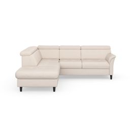 Sit & More Ecksofa SIT & MORE "Marano L-Form", beige (creme), B:252cm T:216cm, 100% Polyester, Sofas, Ecksofa, inklusive Kopfteilverstellung, wahlweise mit Bettfunktion, Bettkasten