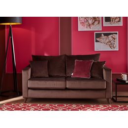 2-Sitzer Home Affaire "Renesse", braun (espresso), B:163cm H:90cm T:90cm, Samtvelours 100% Polyester;Luxus-Microfaser ALTARA NUBUCK (100% Polyester), Sofas, 2-Sitzer, lose Kissen, Keder an Sitzkissen
