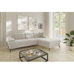 Sit & More Ecksofa SIT & MORE "Morris Jubi L-Form, B: 247 cm", beige (creme), B:247cm H:83cm T:171cm, 100% Polyester, Sofas, Ecksofa, mit Armteilfunktion & 1 Zierkissen, optional Bettfunktion