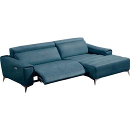 Ecksofa Egoitaliano "Suzette, Designsofa mit hohem Sitzkomfort", blau (ozeanblau), B:266cm H:95cm T:163cm, Luxus-Micofaser Lederoptik (100% Polyester) ist ein neues technisches Gewebe mit einem visuellen und taktilen Aspekt, der dem Nubuk sehr nahe kommt, mit innovativen Eigenschaften. Seine au&szlig;erordentliche Weichheit kommt von einem exklusiven Produktionsprozess, der Unreinheiten und Unregelm&auml;&szlig;ig