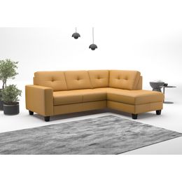Ecksofa Home Affaire "Varese", curry, B:226cm H:91cm T:170cm, Sofas, Ecksofa, wahlweise mit Bettfunktion und Bettkasten