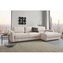 Ecksofa Home Affaire "Bloomfield, elegant, viel Platz, Mega Couch, Breite 303cm, L-Form", beige, B:303cm H:84cm T:176cm, 92% Polyester 8% Nylon, Sofas, Ecksofa, extra tiefe Sitzfl&auml;che, wahlweise mit Sitztiefenverstellung