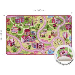 Kinderteppich ANDIAMO "Stra&szlig;e, LAGERR&Auml;UMUNG", bunt (pink, h&ouml;he 7 mm), B:100cm H:5mm L:165cm, Kunstfaser, Teppiche, Kinderteppich, Stra&szlig;en-Spiel-Teppich, Sonderposten, f&uuml;r M&auml;dchen & Jungen
