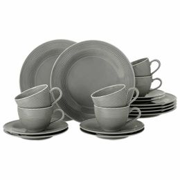 Geschirr-Set Seltmann Weiden "Kaffeeservice Beat Color Glaze 18er Set", grau (perlgrau), Porzellan, Geschirr-Sets, Geschirr-Set