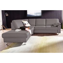 Sit & More Ecksofa SIT & MORE "Belfort L-Form", grau (hellgrau), B:243cm H:88cm T:218cm, Flachgewebe (100% Polyester);Luxus-Microfaser ALTARA NUBUCK (100% Polyester);Luxus-Microfaser (90% Polyester, 10% Polyamid), Sofas, Ecksofa, wahlweise mit Vorziehsitz und Bettkasten