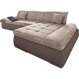 Ecksofa DOMO collection "Moric Luxus - B/T/H 300/172/80 cm, XXL-Format", braun (espresso, beige, braun), B:300cm H:80cm T:172cm, Kunstleder SOFTLUX / Struktur (90% Polyester, 10% Polyacryl), Sofas, Ecksofa