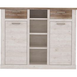 Highboard FORTE "Duro", wei&szlig; (pinie wei&szlig;, eiche antik), B:159,6cm H:128,3cm T:41,3cm, FSC-zertifizierter Holzwerkstoff, Sideboards, Highboard, Breite 159,6 cm, Aktenschrank im Landhausstil