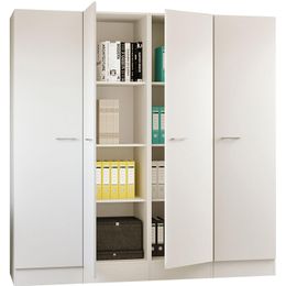 Mehrzweckschrank-Set Flex-Well "LUCCA, 4-teilig, B&uuml;ro, Ankleide, K&uuml;che oder Werkstatt.., Breite 200 cm", wei&szlig;, B:200cm H:200cm T:57cm, Kastenm&ouml;bel-Sets, Mehrzweckschrank-Set, Kombination aus 4 Vorratsschr&auml;nken
