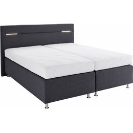 Boxspringbett, grau (strukturstoff anthrazit), mit LED-Beleuchtung, Liegefl&auml;che B/L: 180cm x 200cm, H3, Bonnell-Federkernmatratze, Bezug Unterbox und Kopfteil: Strukturstoff (77% Polyester und 23% Viskose);Bezug Obermatratze 100% Polyester, waschbar bis 60C, Westfalia Schlafkomfort, Komplettbetten, Boxspringbett, wahlweise mit LED-Beleuchtung