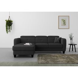 Sit & More Ecksofa SIT & MORE "Belluci L-Form", schwarz, B:247cm H:85cm T:170cm, Sofas, Ecksofa, inklusive Federkern, wahlweise mit Bettfunktion und Bettkasten