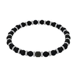Armband Amor, edelstahlfarben, schwarz, schwarz, Armb&auml;nder, Herren, 21cm, Edelstahl, Armband, mit Achat
