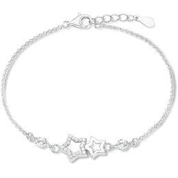 Armband Amor "Sterne", silber (silberfarben, kristallwei&szlig;), Armb&auml;nder, Damen, 19cm, Silber 925 (Sterlingsilber), Armband, mit Zirkonia (synth.)