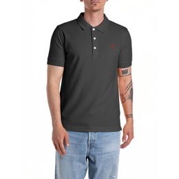 Poloshirt Replay, Herren, Gr. S, schwarz, Piqu&eacute;, Obermaterial: 95% Baumwolle, 5% Elasthan, regular fit, Rippstrickb&uuml;ndchen, Shirts Poloshirt