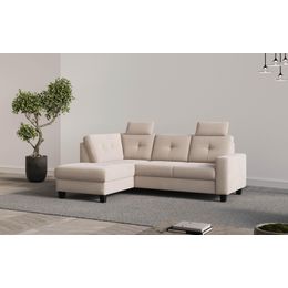 Ecksofa Home Affaire "Varese", beige (creme), B:226cm H:91cm T:170cm, 100% Polyester, Sofas, Ecksofa, wahlweise mit Bettfunktion und Bettkasten