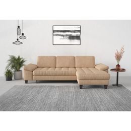 Sit & More Ecksofa SIT & MORE "Westham L-Form", braun (macciato), B:275cm H:88cm T:172cm, 100% Polyester, Sofas, Ecksofa, Recamiere, mit oder ohne Bettfunktion, Bettkasten, F&uuml;&szlig;e wengefarben