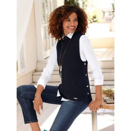 Pullunder Casual Looks "Pullunder", Damen, Gr. 42, blau (nachtblau), 50% Baumwolle, 50% Polyacryl, unifarben, Pullover Pullunder