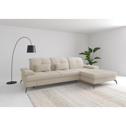 Sit & More Ecksofa SIT & MORE "Amica, L-Form, inkl. Sitztiefenverstellung & Armteilverstellung", beige (creme), B:279cm H:90cm T:185cm, 95% Polyester, 5% Polyamid, Sofas, Ecksofa, wahlweise mit Bettfunktion, Bettkasten und Kopfteilverstellung
