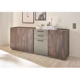 Sideboard Home Affaire "LARGO", braun (thermo oak dekor), B:200cm H:80cm T:45cm, Sideboards, Sideboard, Soft-Close-Funktion, Breite ca. 200 cm