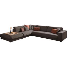Ecksofa 3C CANDY "Enisa II, bequem und komfortabel, gro&szlig;es Familiensofa, L-Form", grau (stone), B:365cm H:86cm T:322cm, 100% Polyester, Sofas, Ecksofa, incl. 3 Flatterkissen, wahlweise mit Flecken-Schutz-Bezug Easy care