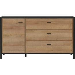 Kommode FORTE "High Rock", schwarz, B:151,3cm H:85,1cm T:40,2cm, Dekorfolie, FSC-zertifizierter Holzwerkstoff, Sideboards, Kommode, Breite ca. 151 cm