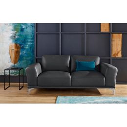 2-Sitzer W.Schillig "montanaa", schwarz (schwarz z59), B:192cm H:78cm T:94cm, Sofas, 2-Sitzer, mit Metallf&uuml;&szlig;en in Silber matt, Breite 192 cm