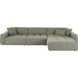 Ecksofa 3C CANDY "Yoshy mit Komfortfunktionen, modern und bequem, L-Form", grau (anthrazit), B:378cm H:74cm T:200cm, 100% Polyester, Sofas, Ecksofa, Zwei verschiedene Sitztiefen durch verstellbare R&uuml;ckenlehne