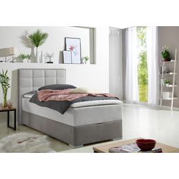 Boxspringbett Maintal, grau (hellgrau), L:210cm, Bezug Microfaser aus 100% Polyester, Komplettbetten, Boxspringbett, mit Bettkasten und Topper