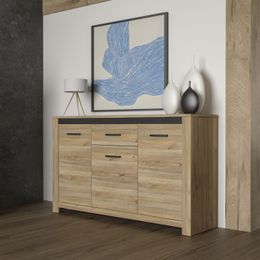 Sideboard FORTE "San Cayetano", braun (mauvella eiche, cabezone eiche), B:161,4cm H:95,7cm T:42,2cm, Dekorfolie, Holzwerkstoff, Sideboards, Sideboard