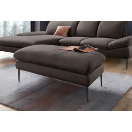 Hocker W.Schillig "enjoy&MORE", braun (braun z59), B:106cm H:45cm T:71cm, Chenille-Flachgewebe R66 (85% Polyester, 15% Nylon);Longlife Xtra-Leder Z59: Glattleder mit modischer Pr&auml;gung. Hautst&auml;rke 0, 9 - 1, 1 mm;Stoff S37 (100% Polyester), Hocker, Hocker, F&uuml;&szlig;e schwarz pulverbeschichtet, Breite 106 cm