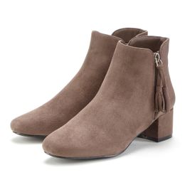 Stiefelette Lascana, Damen, Gr. 42, braun (braun, taupe), Obermaterial: 100% Textilmaterial. Decksohle: 100% Lederimitat. Futter: 100% Textilmaterial. Laufsohle: 100% Synthetik, unifarben, Schuhe Stiefelette, Stiefel, Boots mit bequemem Blockabsatz VEGAN, Topseller