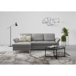 Ecksofa Home Affaire "Palm Beach L-Form", grau, B:269cm H:89cm T:175cm, 100%Polyester, Sofas, Ecksofa, Federkern, mit Sitztiefenverstellung, wahlweise mit Bettfunktion