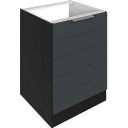 Sp&uuml;lenschrank KOCHSTATION "KS-Luhe", grau (grau matt, grafit), B:60cm H:82cm T:60cm, MDF, Schr&auml;nke, Sp&uuml;lenschrank, 60 cm breit