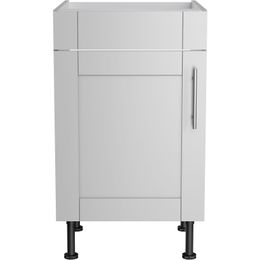 Sp&uuml;lenschrank KOCHSTATION "KS-Ahus", grau (hellgrau matt, hellgrau), B:50cm H:87cm T:58,4cm, Schr&auml;nke, Sp&uuml;lenschrank, Breite 50 cm