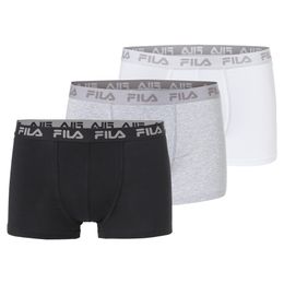 Boxershorts Fila "MAN BOXER SHORTS", Herren, Gr. L, grau (mix), Graumeliert (Obermaterial): 67% Baumwolle, 28% Elasthan, 5% Polyester. Obermaterial: 95% Baumwolle, 5% Elasthan, unifarben mit Farbeinsatz, eng, Unterhosen Boxershorts, mit elastischem Logobund