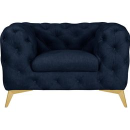 Chesterfield-Sessel Home Affaire "Glynis Sessel", blau (deep ocean), B:125cm H:75cm T:97cm, Struktur (100% Polyester);Samtoptik (100% Polyester), Sessel, Chesterfield-Sessel, aufw&auml;ndige Knopfheftung, moderne Chesterfield Optik, Fu&szlig;farbe w&auml;hlbar