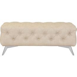 Polsterhocker Home Affaire "Glynis", beige (creme), B:120cm H:45cm T:80cm, Struktur (100% Polyester);Samtoptik (100% Polyester), Hocker, Polsterhocker, aufw&auml;ndige Knopfheftung, moderne Chesterfield Optik, Fu&szlig;farbe w&auml;hlbar