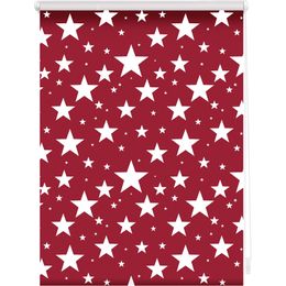 Seitenzugrollo LICHTBLICK ORIGINAL "Rollo Klemmfix, ohne Bohren, Verdunkelung, Sterne", rot (rot, wei&szlig;), B:90cm H:150cm, Polyester, Rollos, Seitenzugrollo