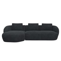 Wohnlandschaft FLEXLUX "Torino, rund, L-Form, Sofa-Ecke mit Recamiere, Longchair-Sofa", grau (anthrazit grau), B:276cm H:85cm T:146cm, Sofas, Wohnlandschaft, Modernes, organisches Sofa-Design, Kaltschaum, Wellenunterfederung