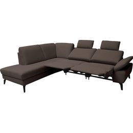 Ecksofa Alina, braun (dunkelbraun gba 24), B:243cm H:118cm T:210cm, Struktur GBA (100% Polyester), Sofas, Ecksofa, inkl. Kopfst&uuml;tzen, wahlweise mit Relaxfunktion, Breite: 243 cm