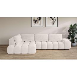 Ecksofa OTTO HOME "AZITA L-Form, XL 296 cm - Designsofa in Bubble-Optik", beige (creme), B:296cm H:89cm T:176,5cm, 100% Polyester, Sofas, Ecksofa, lose R&uuml;ckenkissen, traumhafte Steppung