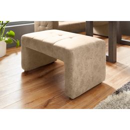 Polsterhocker exxpo - SOFA FASHION, beige (sahara), B:100cm H:49cm T:54cm, Microfaser (Zusammensetzung: 100% Polyester);Lederfaserstoff (Grundgewebe 41%Lederfaser, 39%Polyester, 20%Baumwolle), Hocker, Polsterhocker, Breite 100 cm