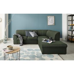 Ecksofa DOMO collection "Topper zeitlos elegant, kompakte Stellma&szlig;eL-Form", gr&uuml;n, B:237cm H:78cm T:200cm, Sofas, Ecksofa, mit Ottomane, wahlweise mit Schlaffunktion