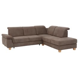 Ecksofa Home Affaire "Dalia L-Form", braun (savannah), B:256cm T:221cm, Luxus-Microfaser Florence (100% Polyester);Luxus-Microfaser weich (90% Polyester, 10% Polyamid);Webstoff (100% Polyester), Sofas, Ecksofa, mit Federkernpolsterung, wahlweise mit Bettfunktion, Bettkasten