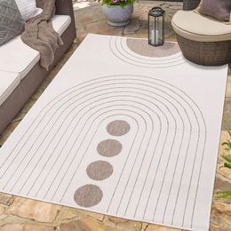 Outdoorteppich Carpet City "DUO RUG 5739", beige (creme), B:200cm H:5mm L:290cm, Obermaterial: 100% Polypropylen, Teppiche, Outdoorteppich, Wendeteppich Wetterfest In- & Outdoor, Balkon, Terrasse, Wohnzimmer
