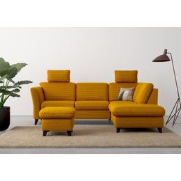 Ecksofa Home Affaire "Trelleborg L-Form", gelb (mustard), B:252cm H:86cm T:213cm, 100% Polyester, Sofas, Ecksofa, wahlweise mit Bettfunktion und Bettkasten, inkl. Federkern-Polsterung