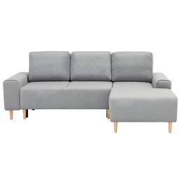 Ecksofa Home Affaire "Samu L-Form", grau (hellgrau), B:235cm H:93cm T:160cm, Microfaser PRIMABELLE (100% Polyester);Samtoptik (100% Polyester);Struktur fein (100% Polyester), Sofas, Ecksofa, wahlweise mit Bettfunktion und Bettkasten