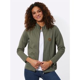 Shirtjacke Casual Looks "Sweatjacke", Damen, Gr. 44, gr&uuml;n (khaki), 100% Baumwolle, unifarben, Shirts Shirtjacke
